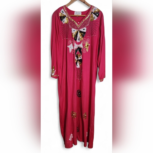 Al-Saleht | Dresses | Vintage Alsaleht Bros Pink Embellished Maxi ...